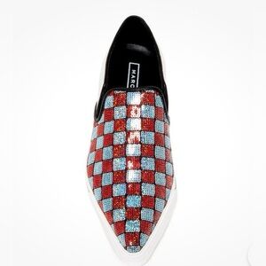 Marc Jacobs | Shoes | Marc Jacobs Delancey Slipon Sneaker Red Silver ...